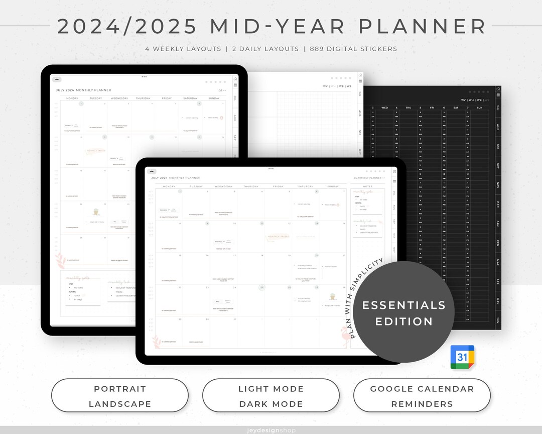 2024/2025 Mid-year Digital Planner | Yearly, Monthly, Weekly & Daily ...