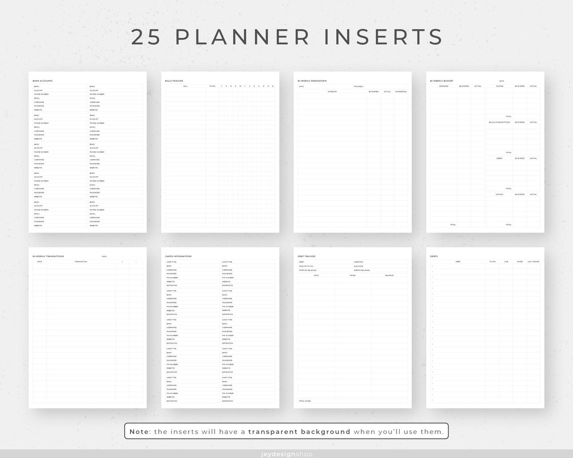 Budget Digital Planner Inserts 25 Finances Tracker Templates PDF & PNG ...