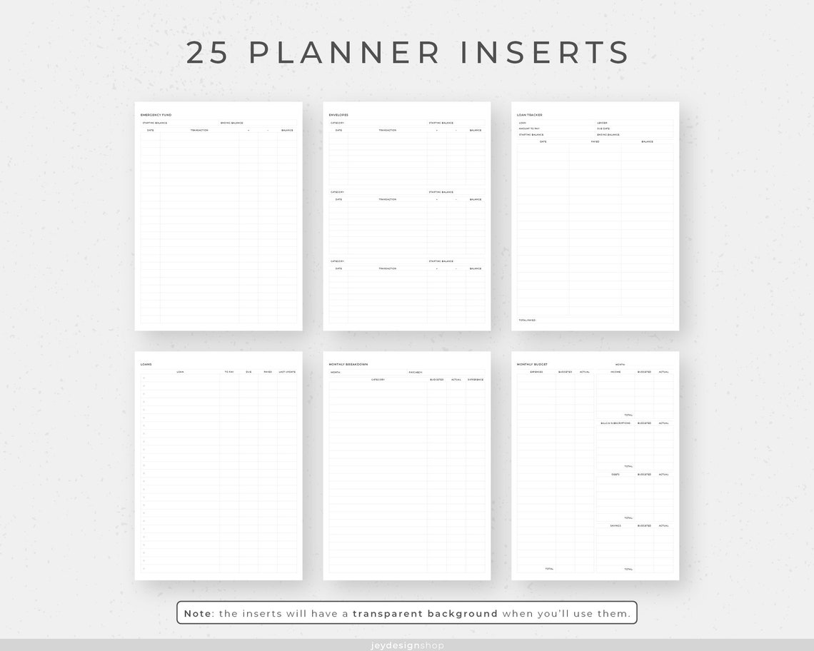 Budget Digital Planner Inserts 25 Finances Tracker Templates PDF & PNG ...