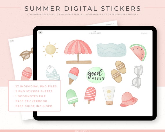 Summer Digital Stickers for Digital Planners Beach Vacation - Etsy
