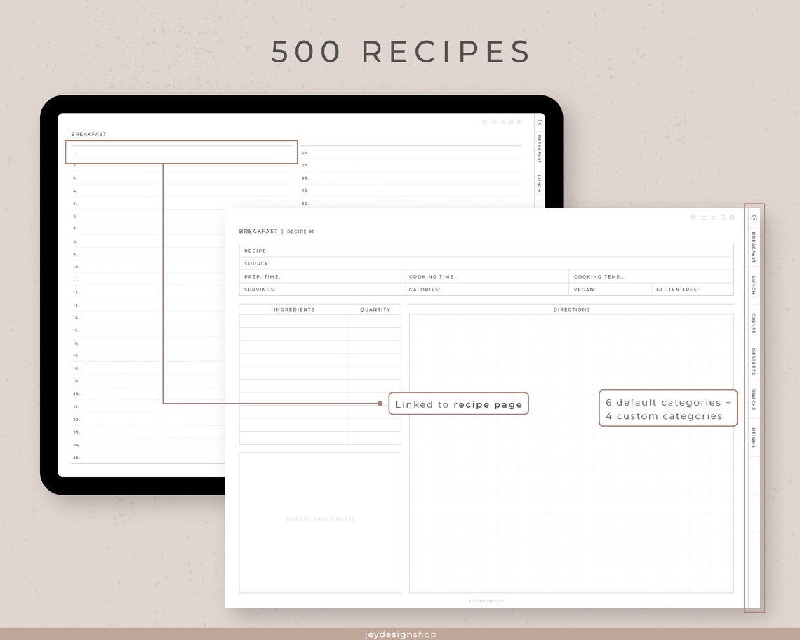 Digital Recipe Book | Hyperlinked Cookbook Templates for Cooking Lovers ...