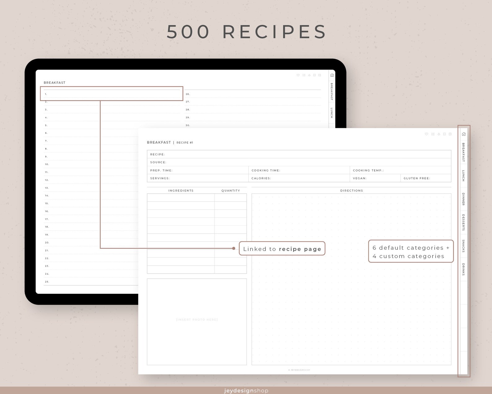 Digital Recipe Book | Hyperlinked Cookbook Templates for Cooking Lovers ...