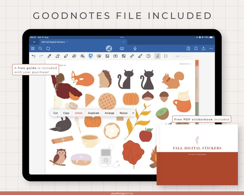 Fall Digital Stickers | 147 Hand-drawn, Functional & Quotes Stickers ...