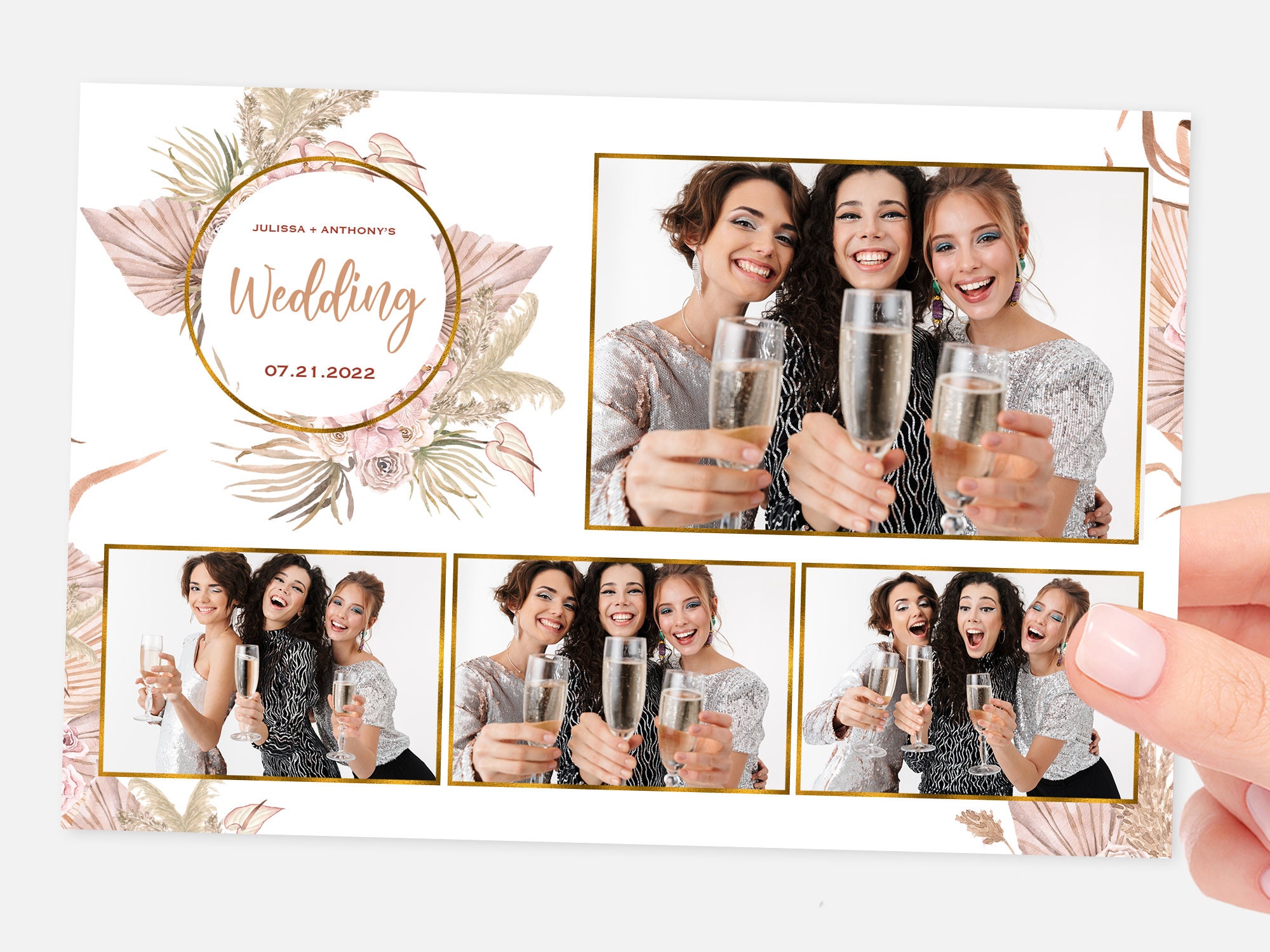 Boho Photo Booth Template, Wedding Photo Booth Template, 4x6, Bohemian ...