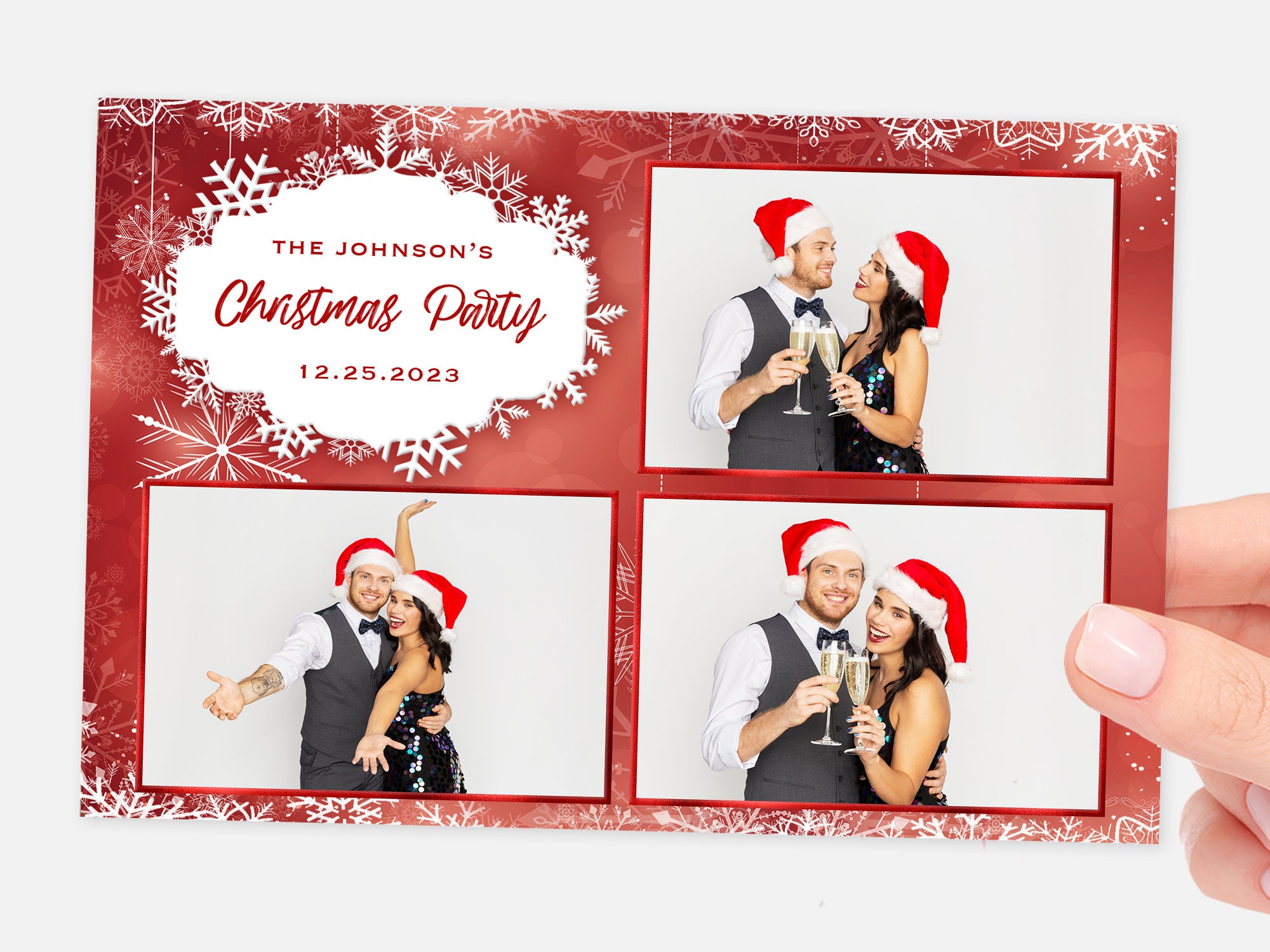 Red Christmas Photo Booth Template, 4x6, Holiday Photo Booth Template ...