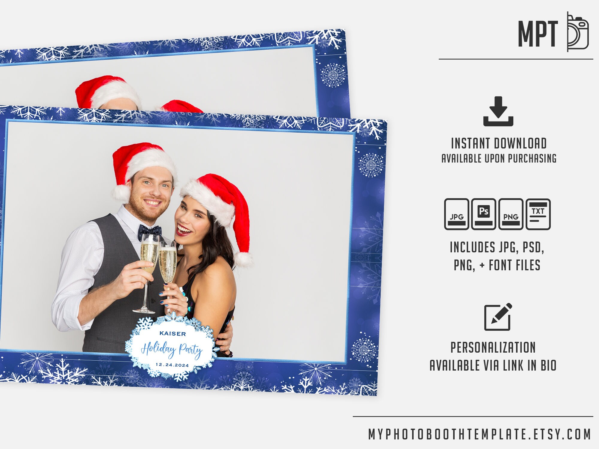 Snowflake Photo Booth Template | Winter Wonderland Photo Booth Template ...
