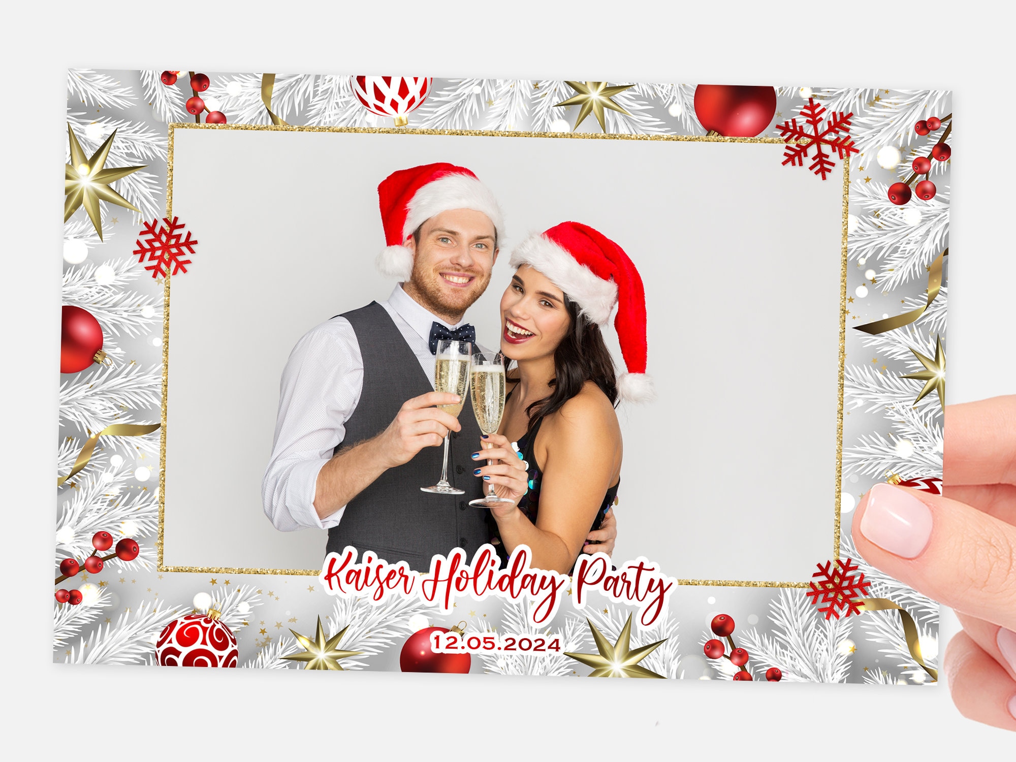 Christmas Photo Booth Red Snowflake 4x6 Template (PSD, PNG, Instant ...