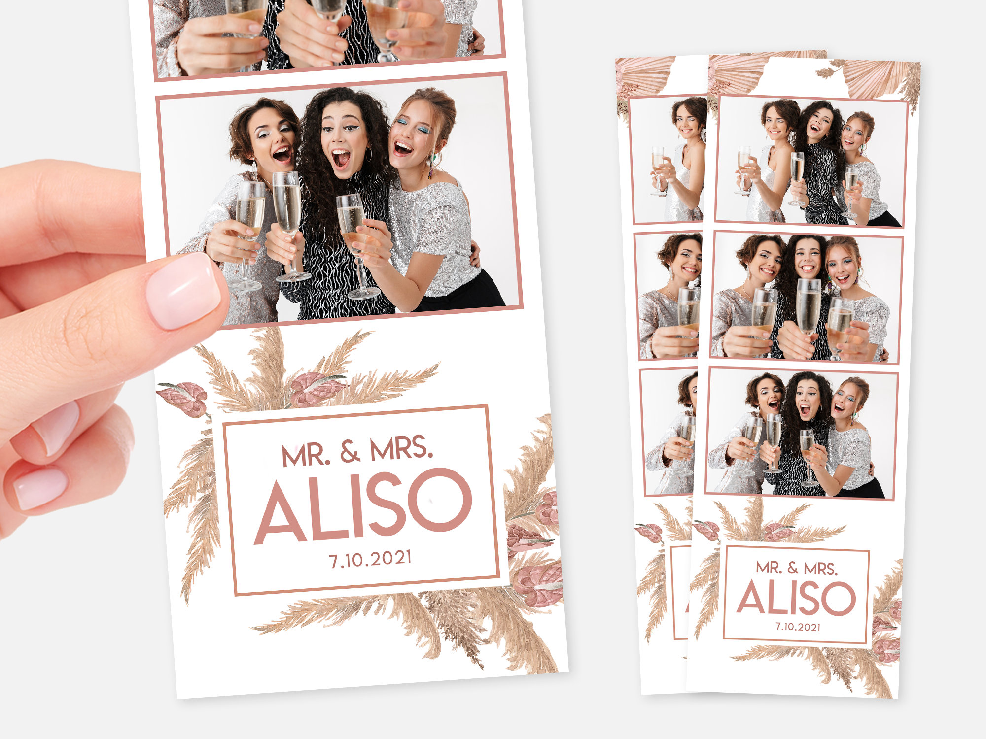 Boho Photo Booth Template, Wedding Photo Booth Template, 2x6, Bohemian ...