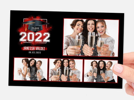 Graduation Photo Booth Template 4x6 Red Class of 2022 Grad - Etsy