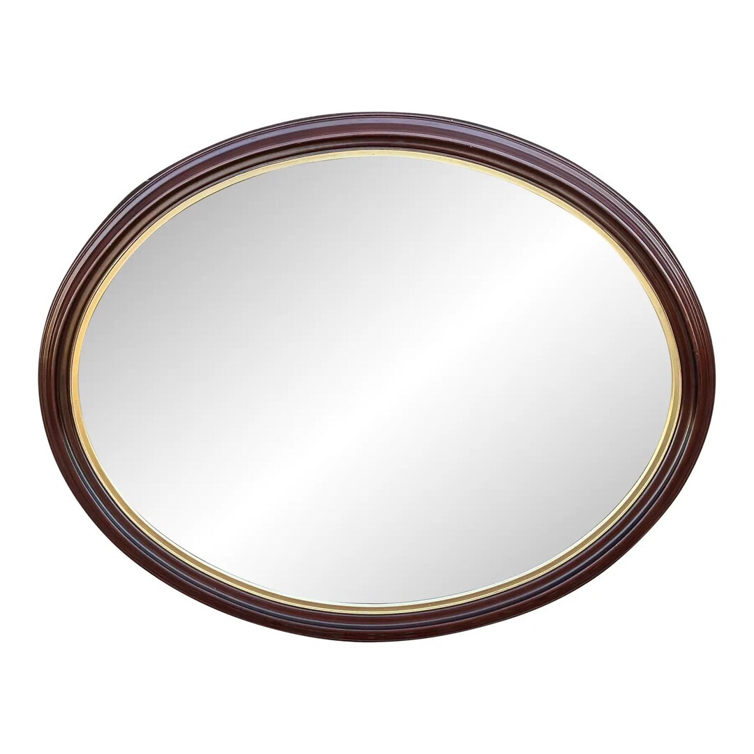 Carolina Mirror Company Wooden Oval Framed Wall Mirror With Gold Trim ...