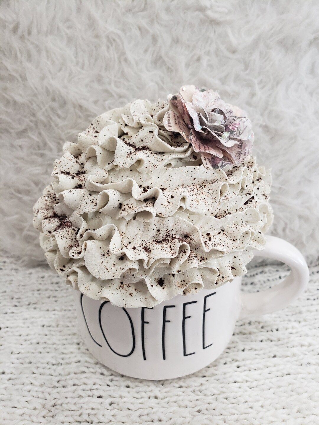 Rae Dunn "coffee" White Mug & Pip Posh Design Faux Sweet Décor Cinnamon ...