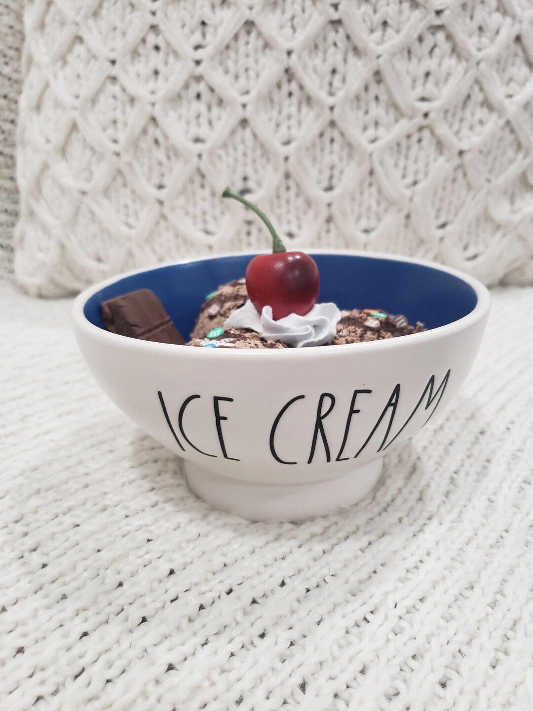 Rae Dunn ice Cream Bowl & Pip Posh Designs Faux Sweet Décor Chocolate ...