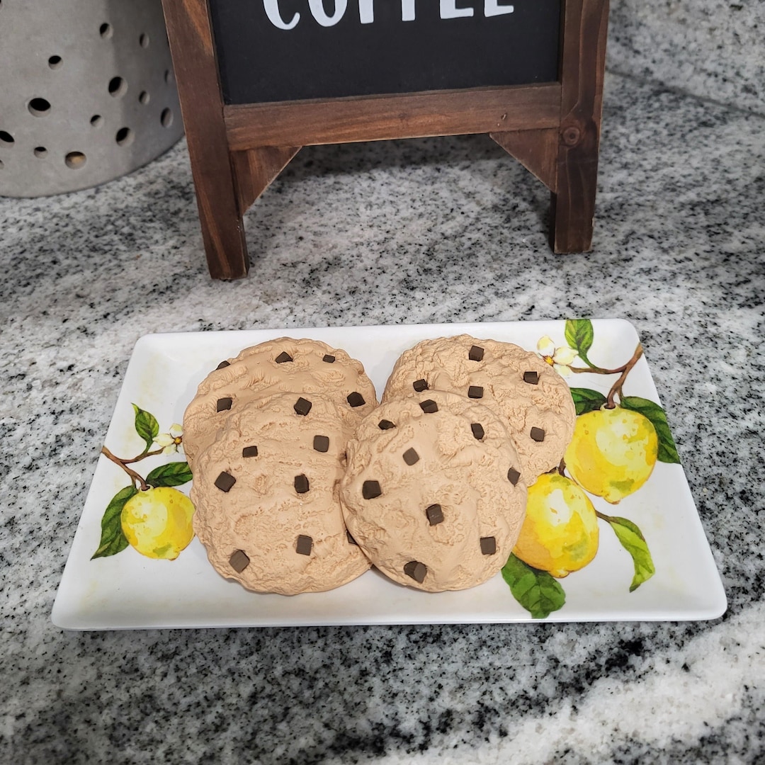 Pip Posh Design Faux Sweet Décor Chocolate Chip Cookies Set of 4 Bakery ...