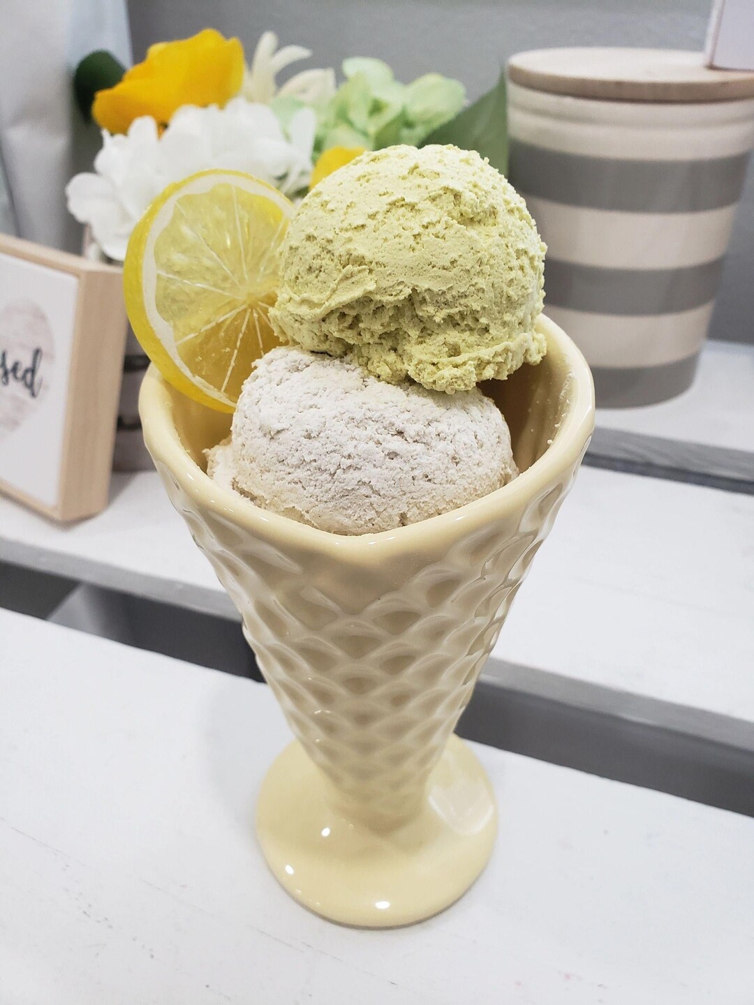 Pip Posh Design's Faux Sweet Décor Vanilla Lemon Ice Cream Cone ...