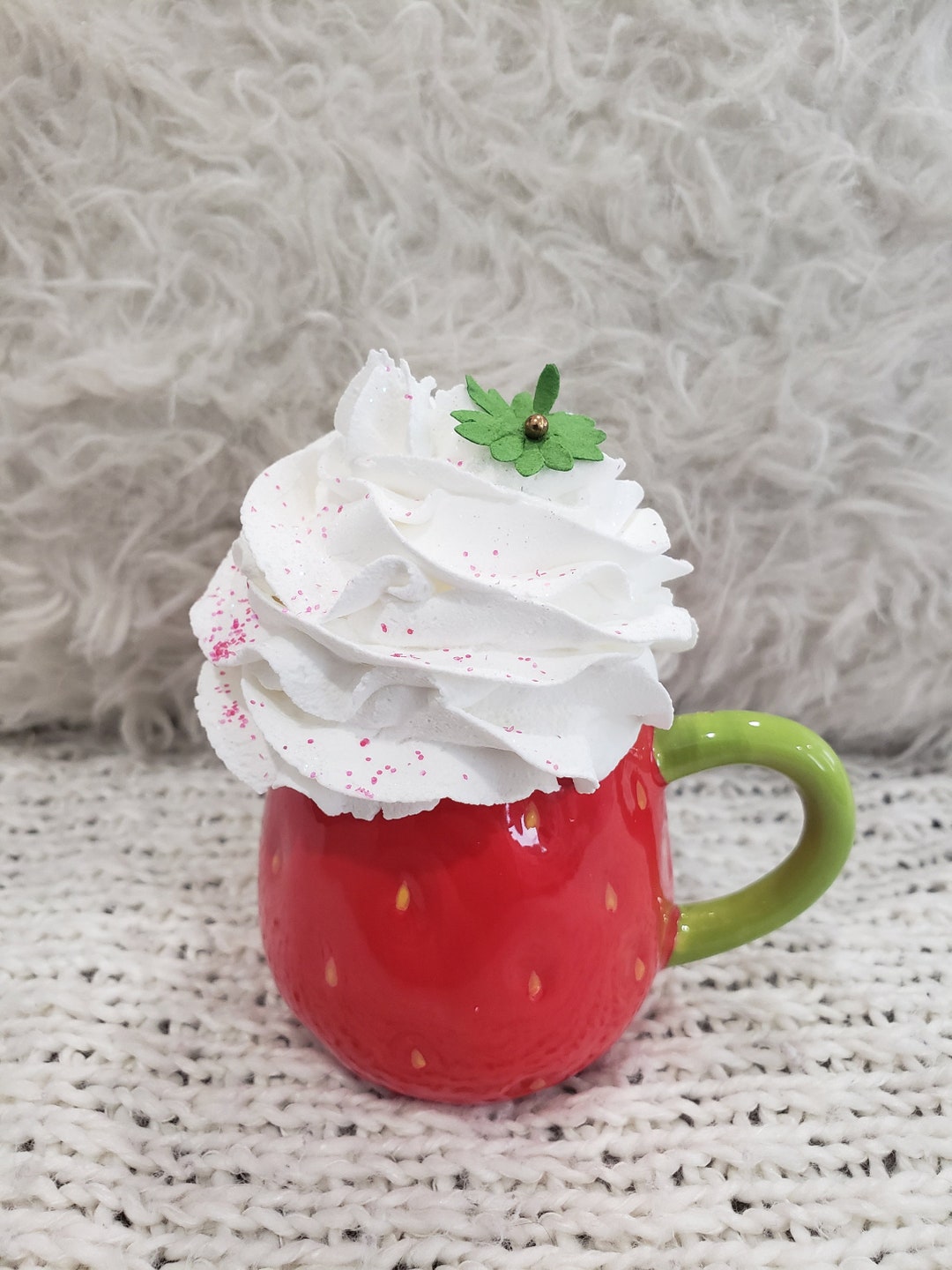 Pip Posh Design Faux Sweet Décor Mini Strawberry Mug & White Whipped ...