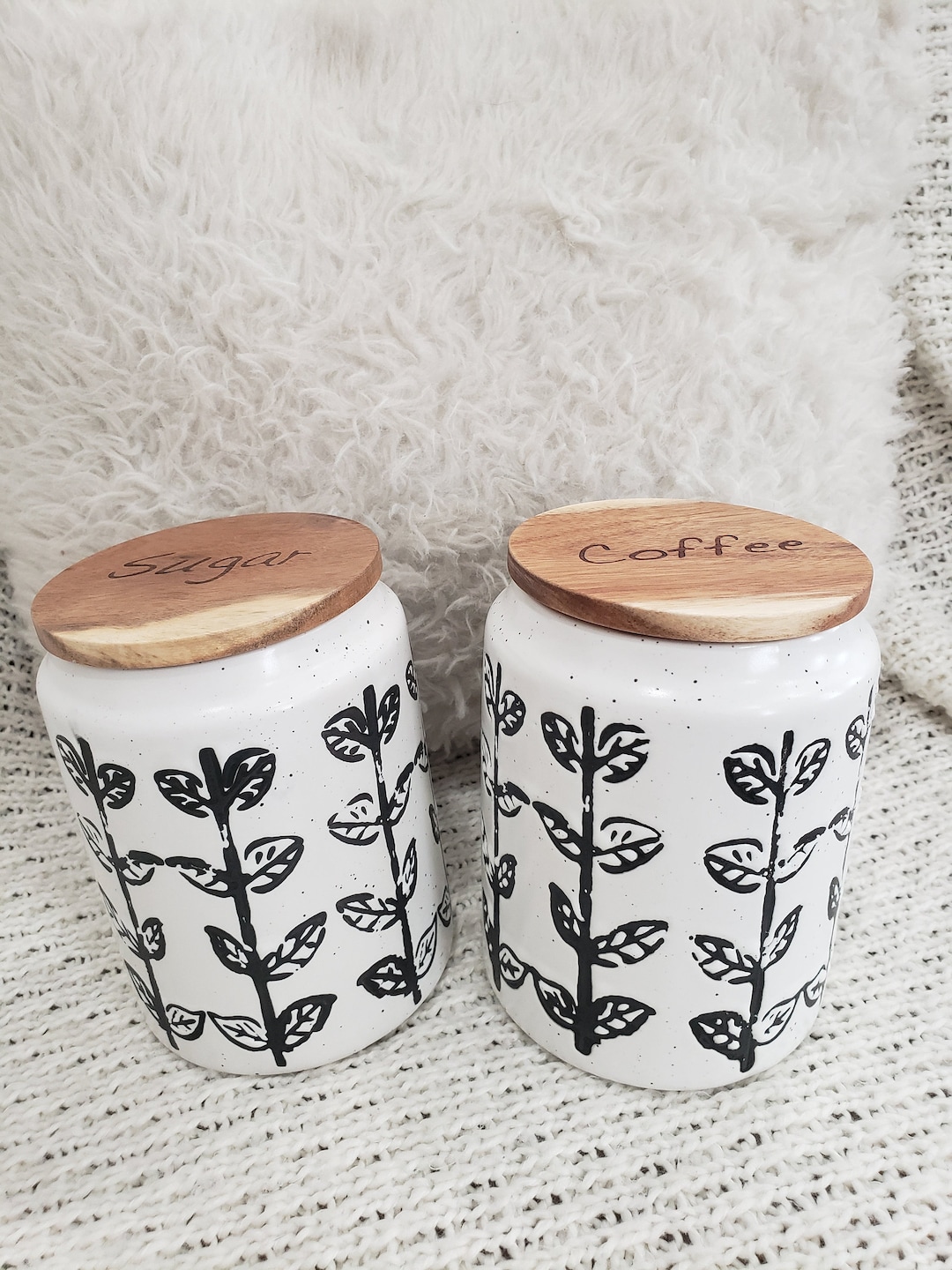 Farm House Style "sugar & Coffee" Cellars Set of 2 - Etsy