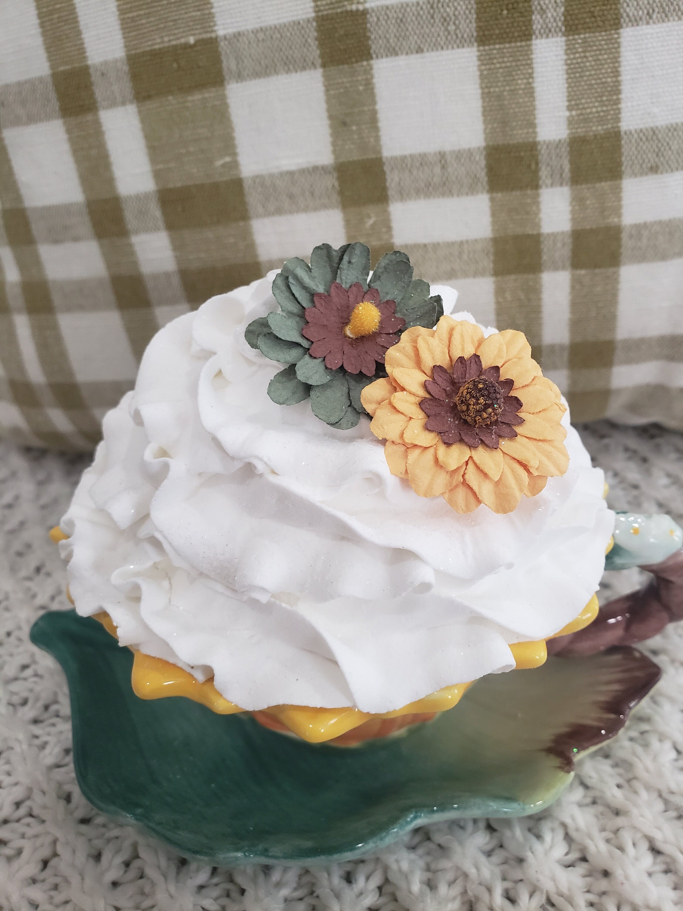 Pip Posh Design Faux Sweet Décor Sunflower Tea Cup & Whipped Sunflower ...
