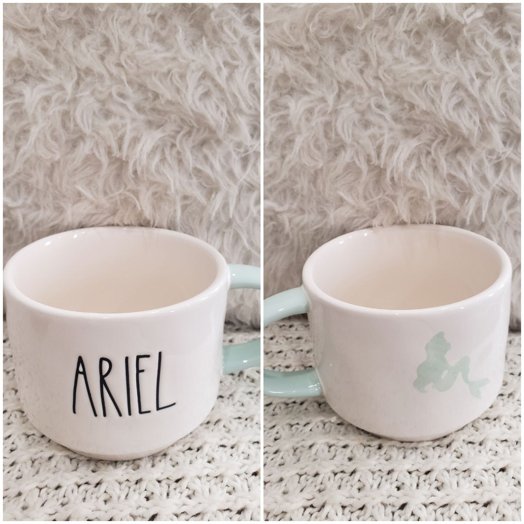 Rae Dunn "ariel" Ariel Teal Silhouette Double Sided Round Mug Disney's ...