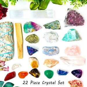22 pcs Crystal Kit Box Raw Crystal Gemstones Sage Cluster | Etsy