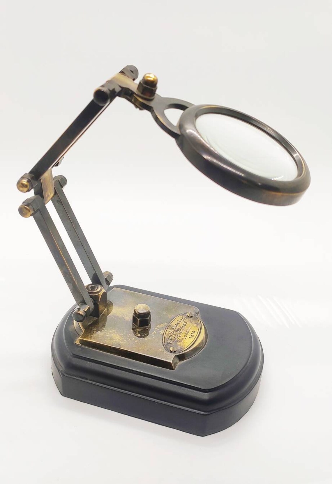 Desktop Magnifying Glass w/Wooden Stand Movable Lens Vintage | Etsy