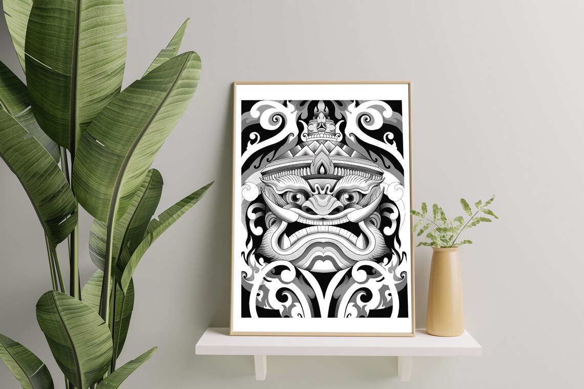 KHMER MASK POSTER Lakhon Khol, Reamker Traditional Cambodian Mask Art ...