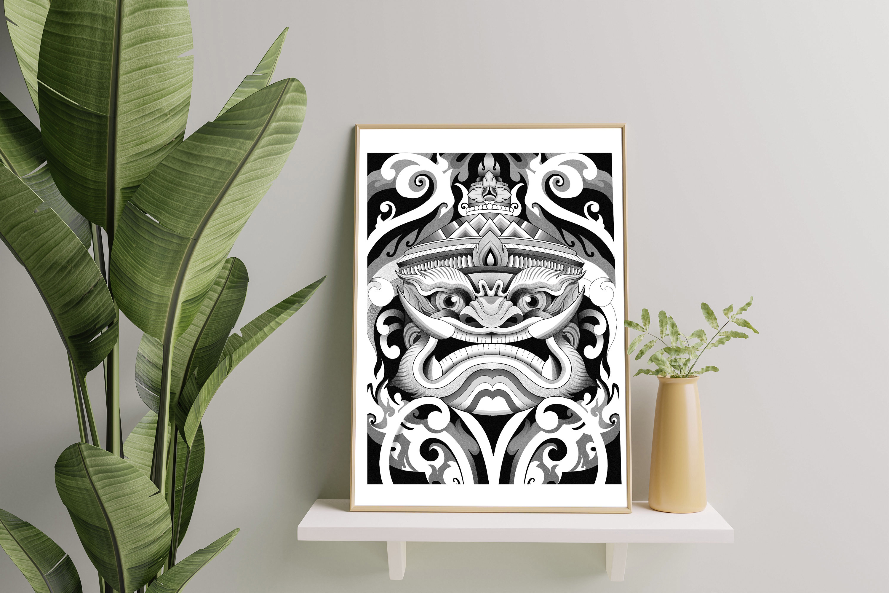 KHMER MASK POSTER Lakhon Khol, Reamker Traditional Cambodian Mask Art ...