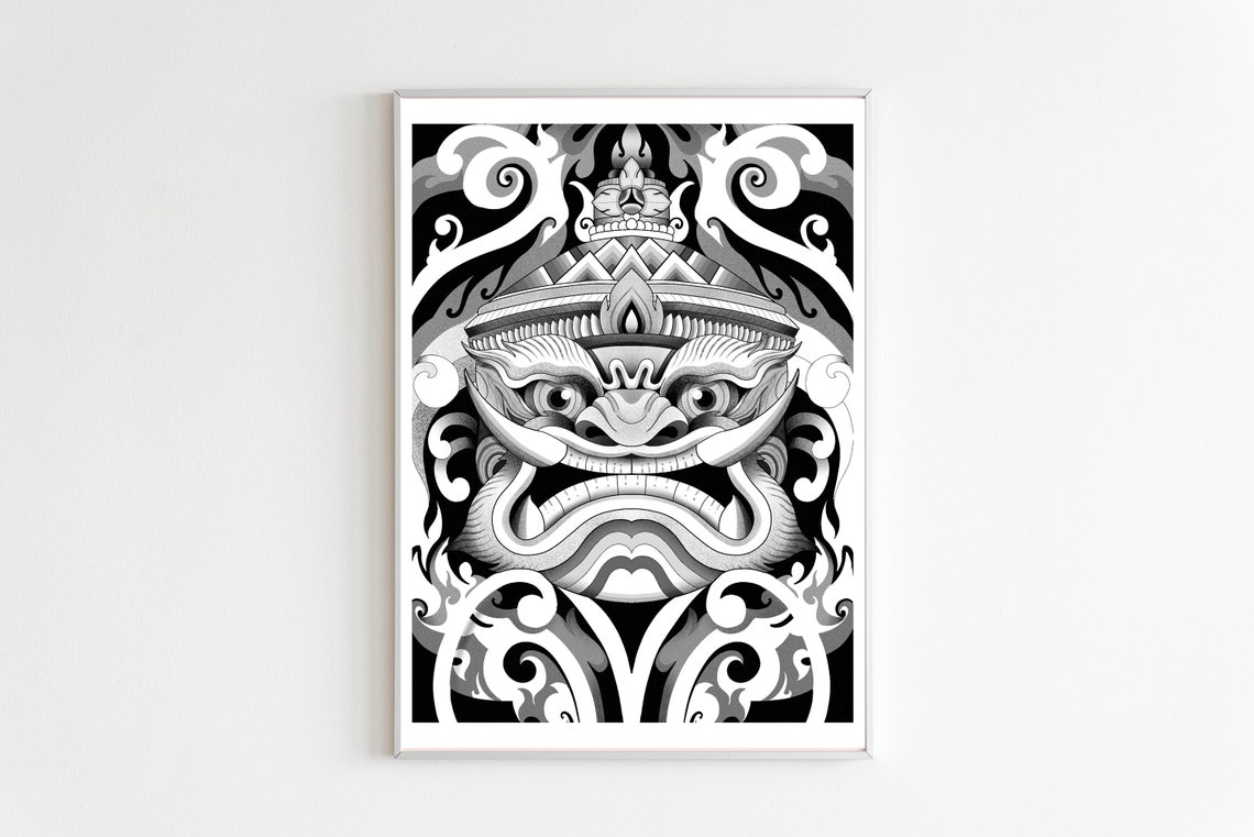 KHMER MASK POSTER Lakhon Khol, Reamker Traditional Cambodian Mask Art ...