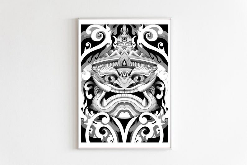 KHMER MASK POSTER Lakhon Khol, Reamker Traditional Cambodian Mask Art ...