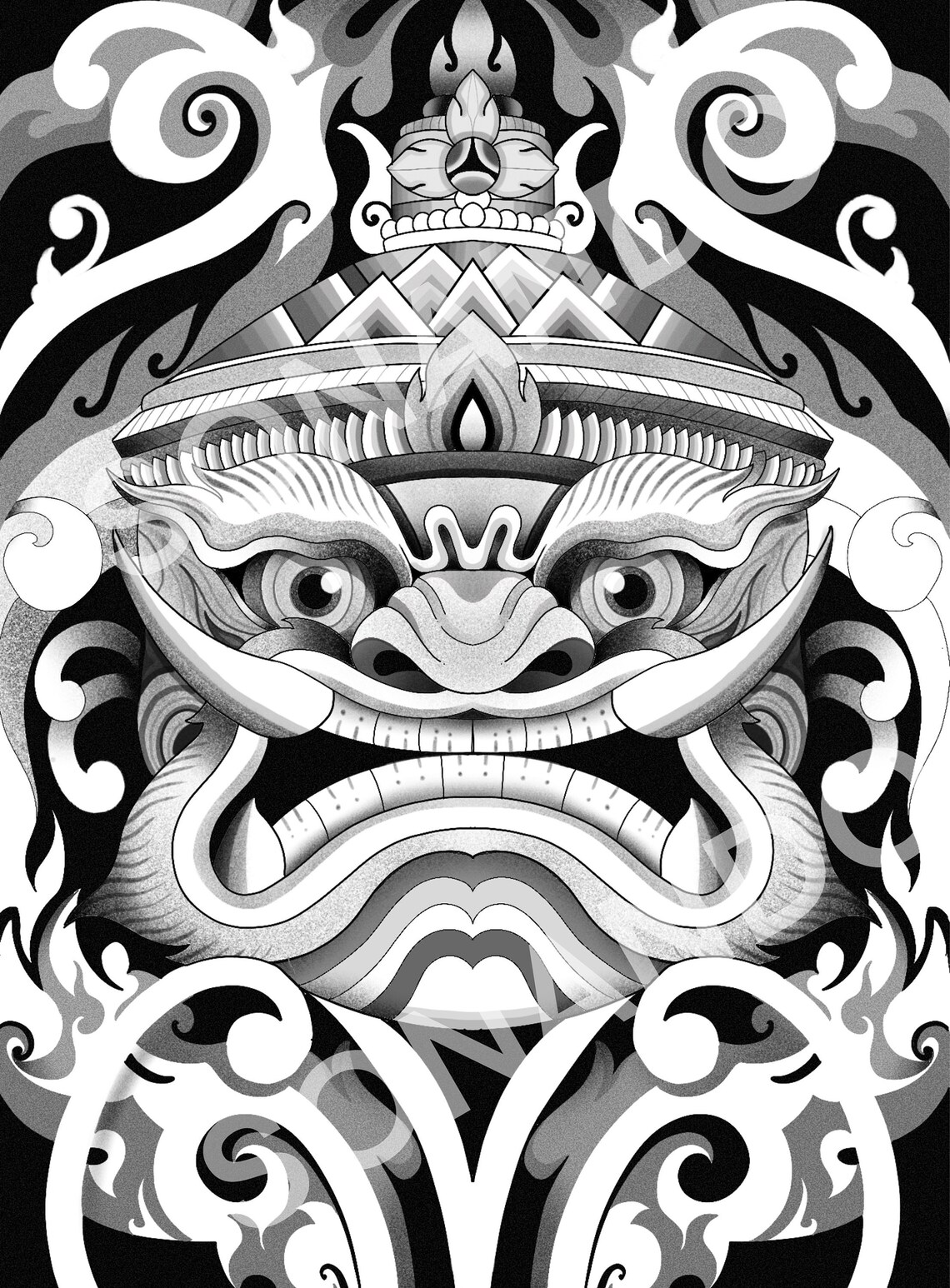 KHMER MASK POSTER Lakhon Khol, Reamker Traditional Cambodian Mask Art ...