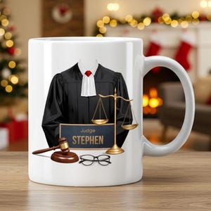 Personalized Judge Mug With Name – Custom Law Office Gift, Scales of ...