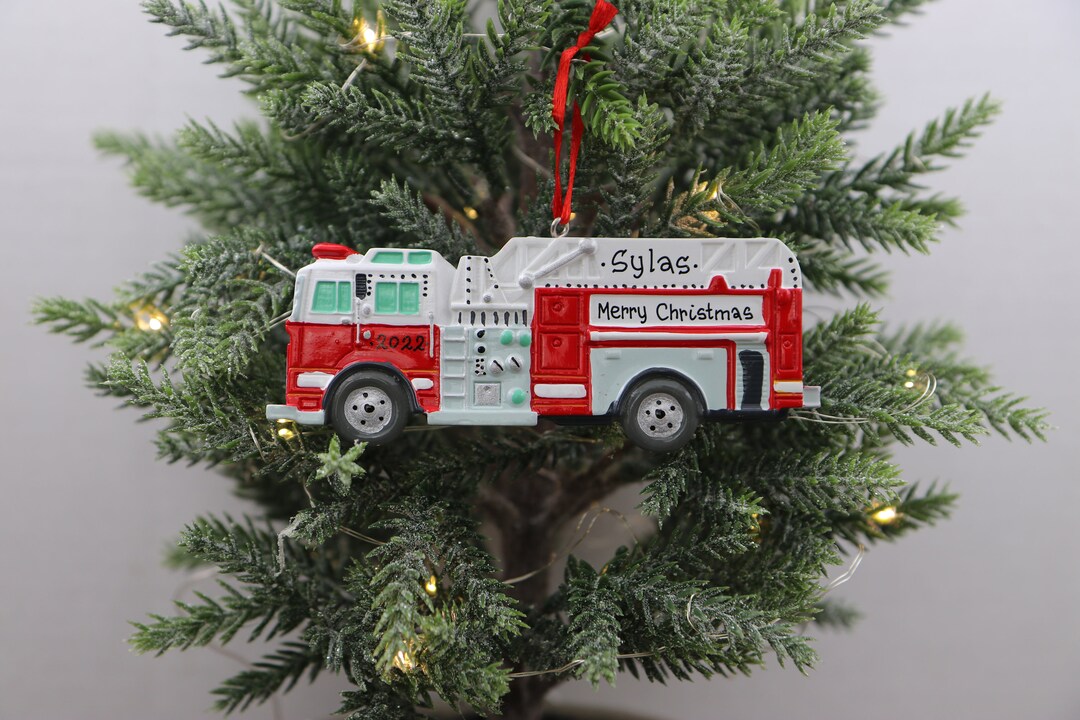 Firetruck Personalized Christmas Ornament Fireman - Etsy