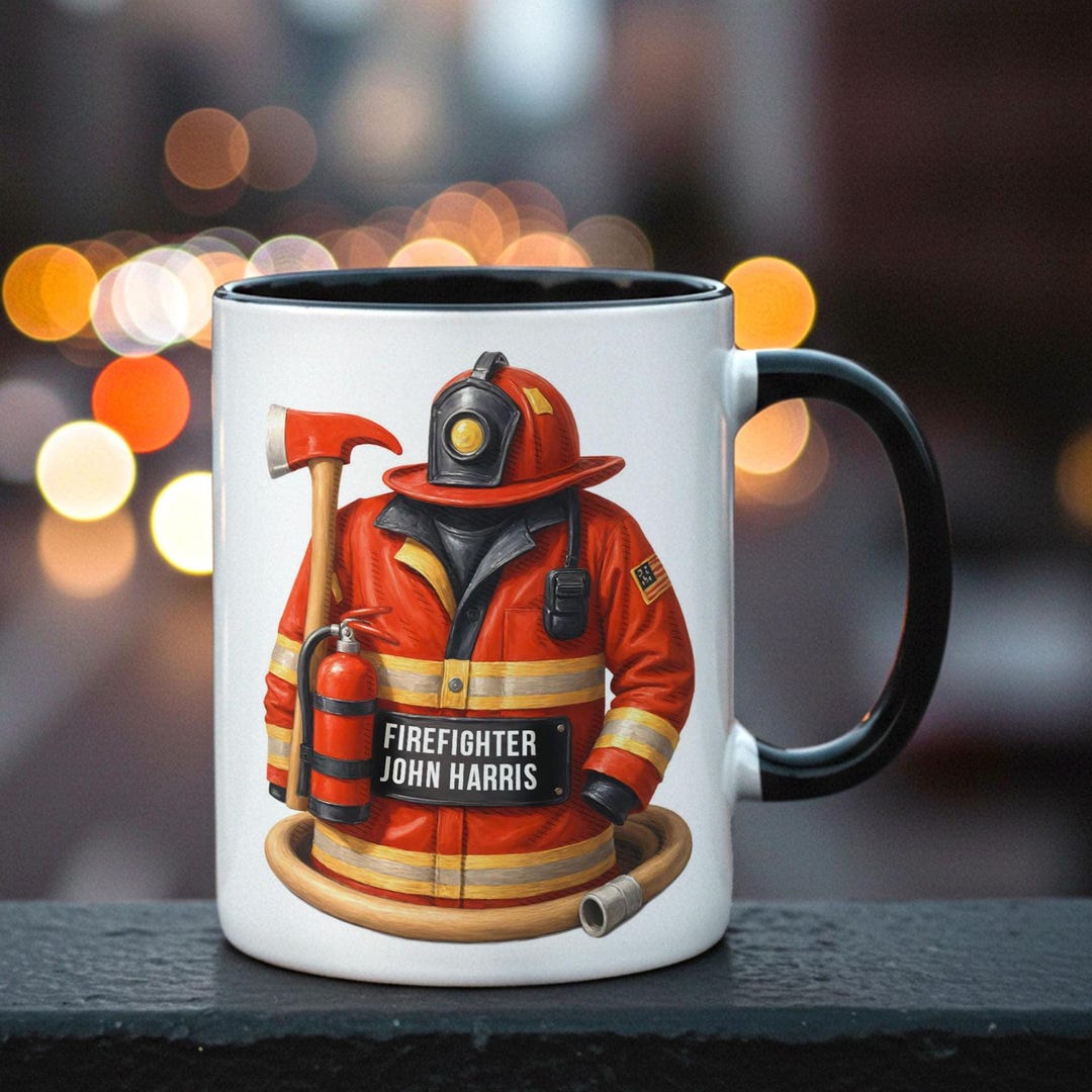 Personalized Firefighter Mug With Name – Custom Fireman Coffee Cup Gift ...