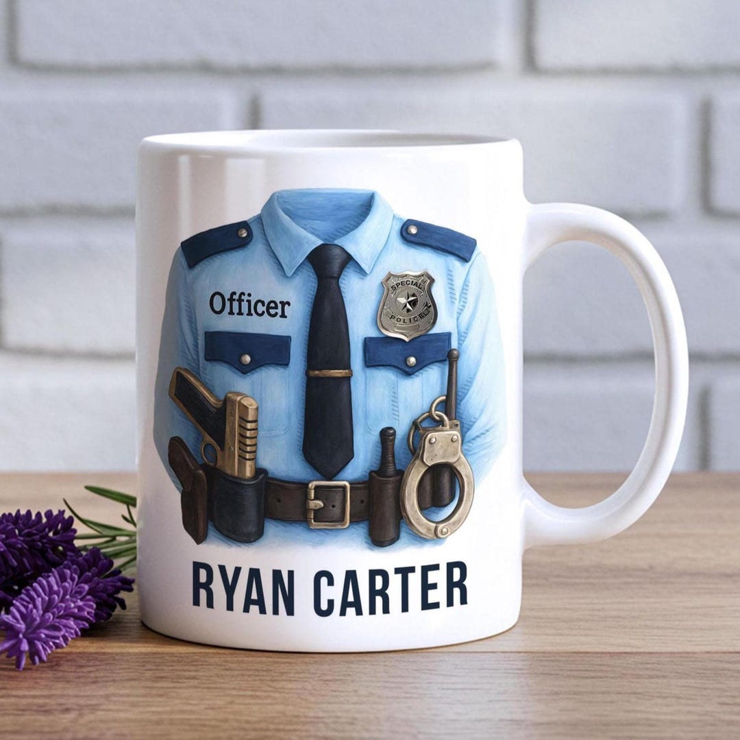 Personalized Police Officer Mug – Custom Name & Rank, 11oz/15oz Ceramic ...