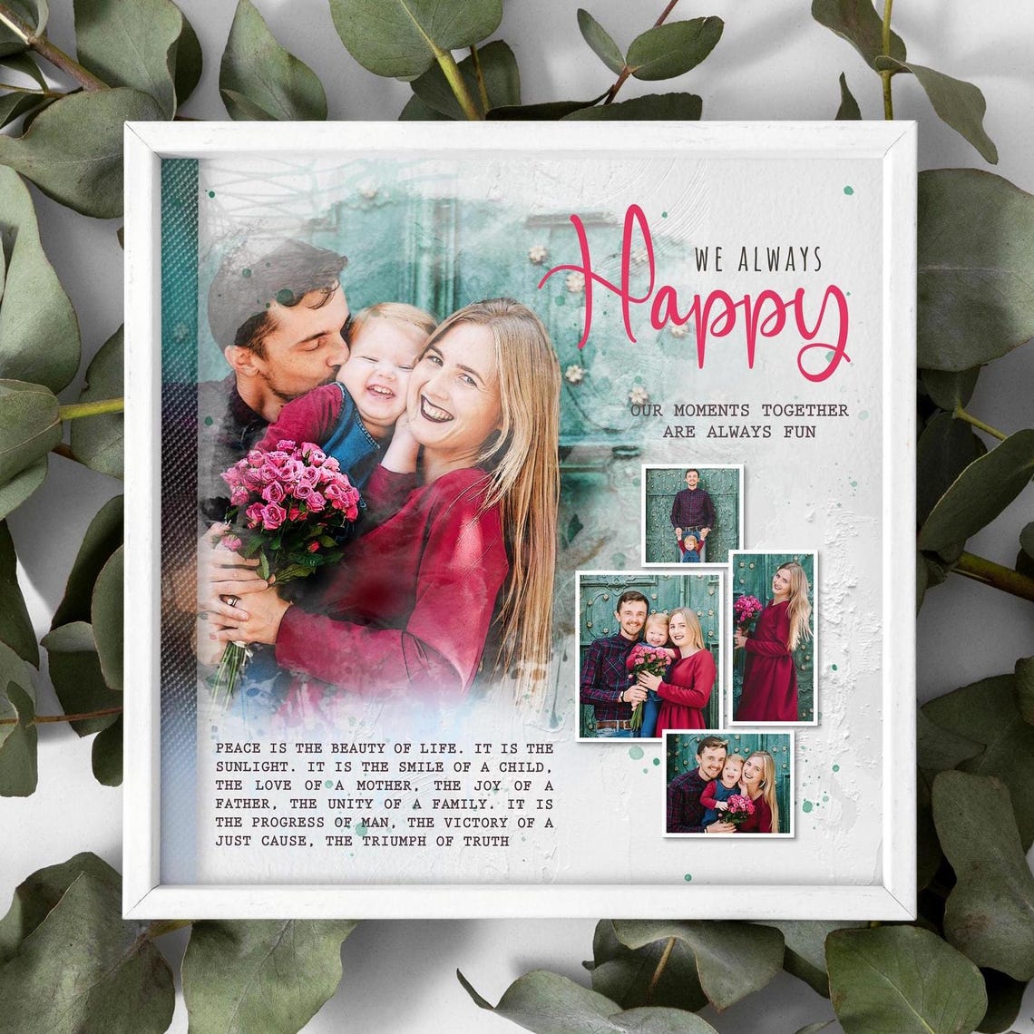 Custom Photo Collage With Quote | Watercolor Effect | Personalized ...