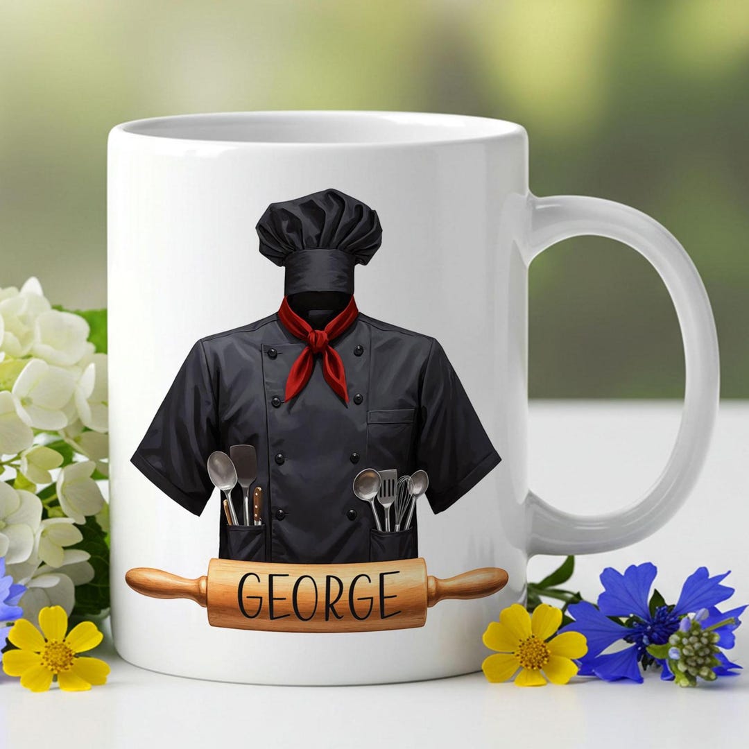 Personalized Black Chef Mug With Name – Custom Coffee Cup Gift for ...