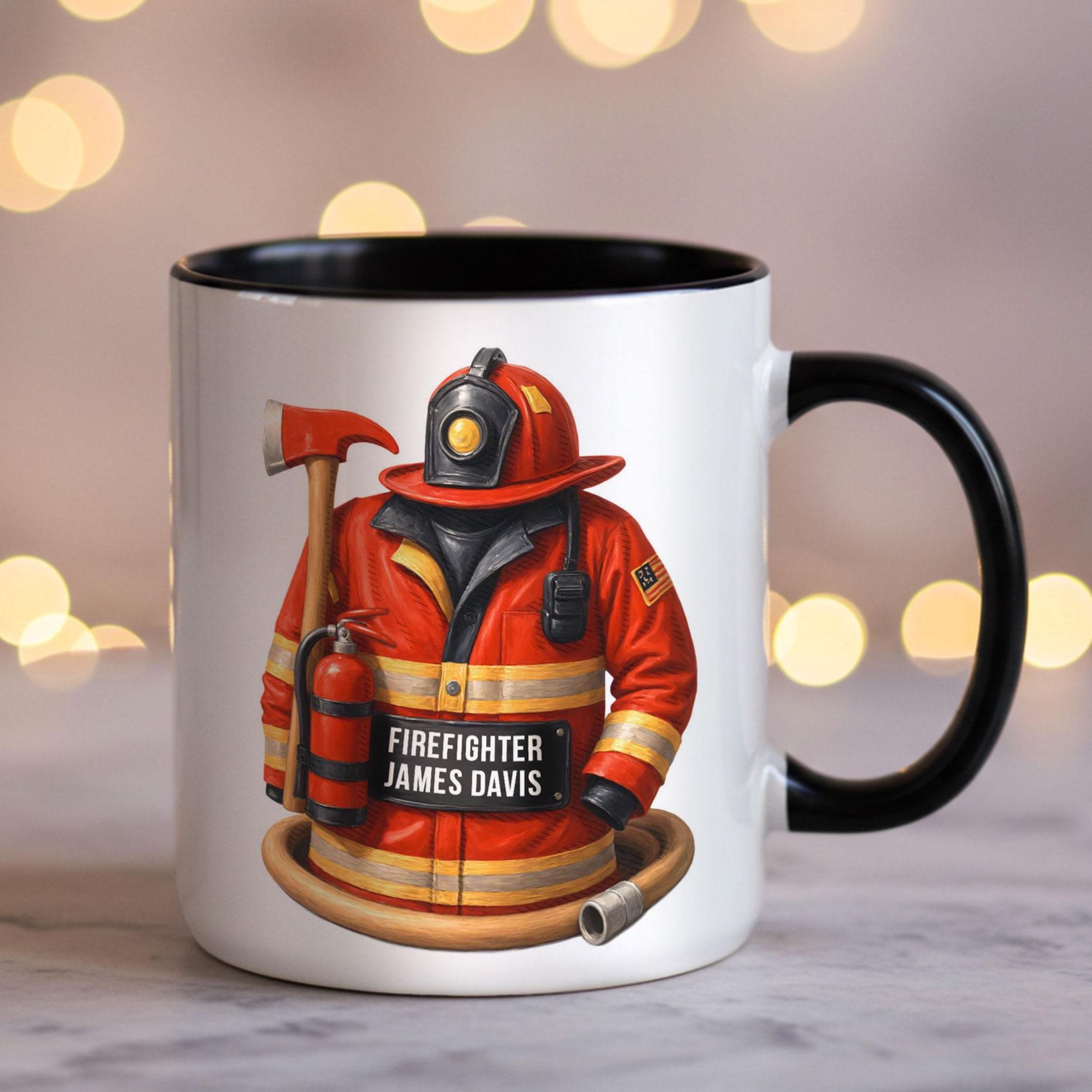 Personalized Firefighter Mug With Name • Custom Fireman Coffee Cup ...