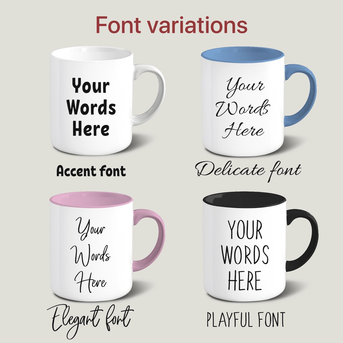 Personalized Text Mug – Custom Name/quote Coffee Cup, 11oz 15oz, Color ...