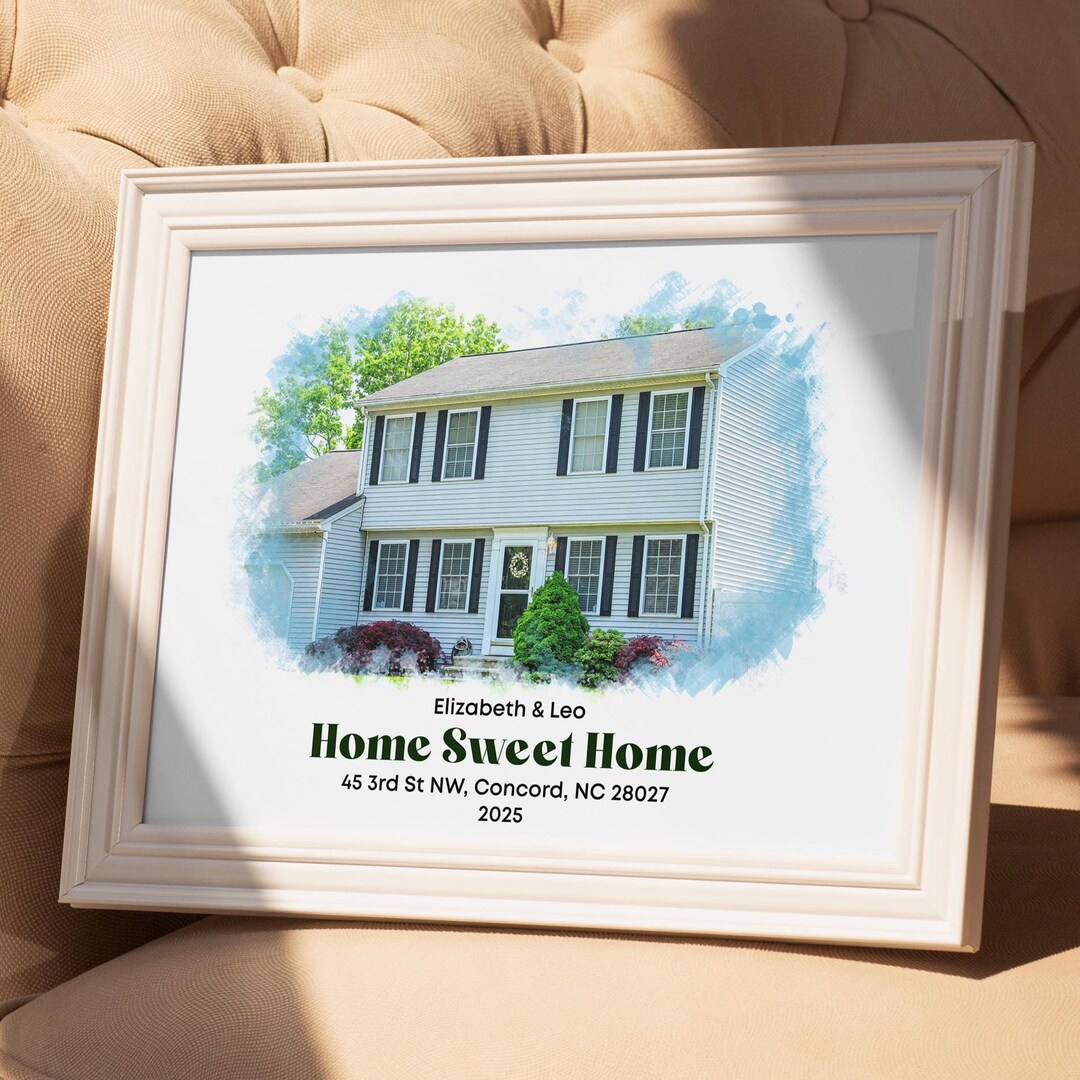 Custom House Portrait Print | Watercolor Home Illustration ...
