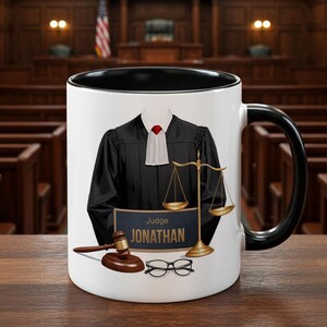 Personalized Judge Mug With Name – Custom Law Office Gift, Scales of ...
