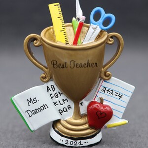 Best Teacher Trophy Personalized Christmas | Etsy