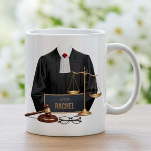Personalized Judge Mug With Name – Custom Law Office Gift, Scales of ...