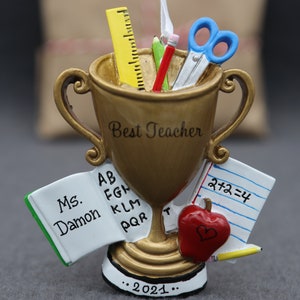 Best Teacher Trophy Personalized Christmas | Etsy