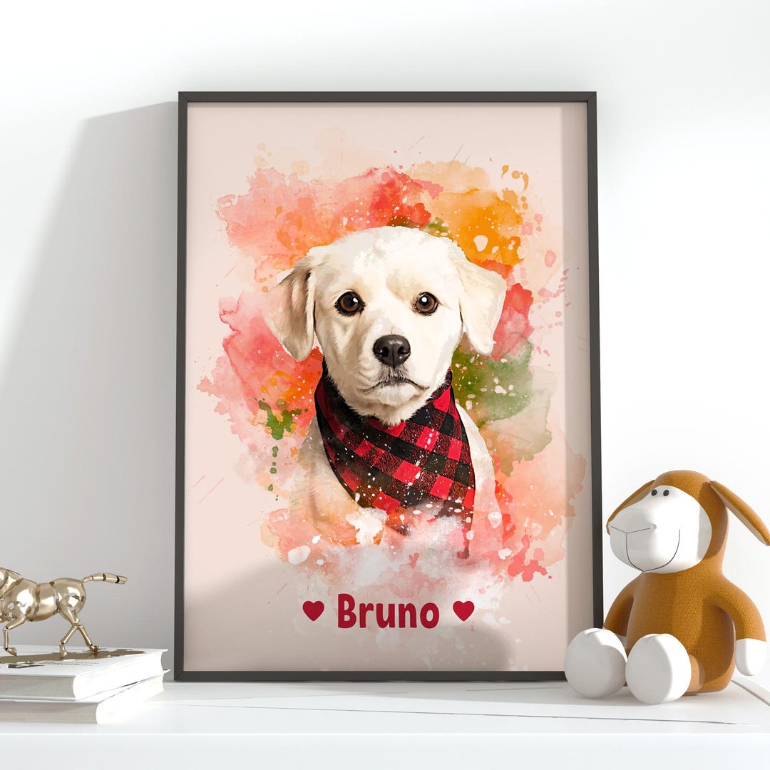 Personalized Pet Portrait - Custom Pet Artwork, Watercolor Pet Painting ...