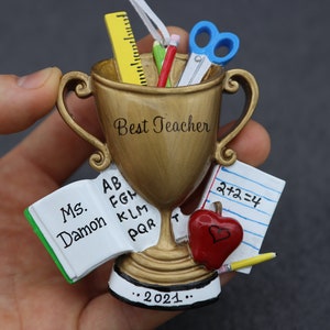 Best Teacher Trophy Personalized Christmas | Etsy