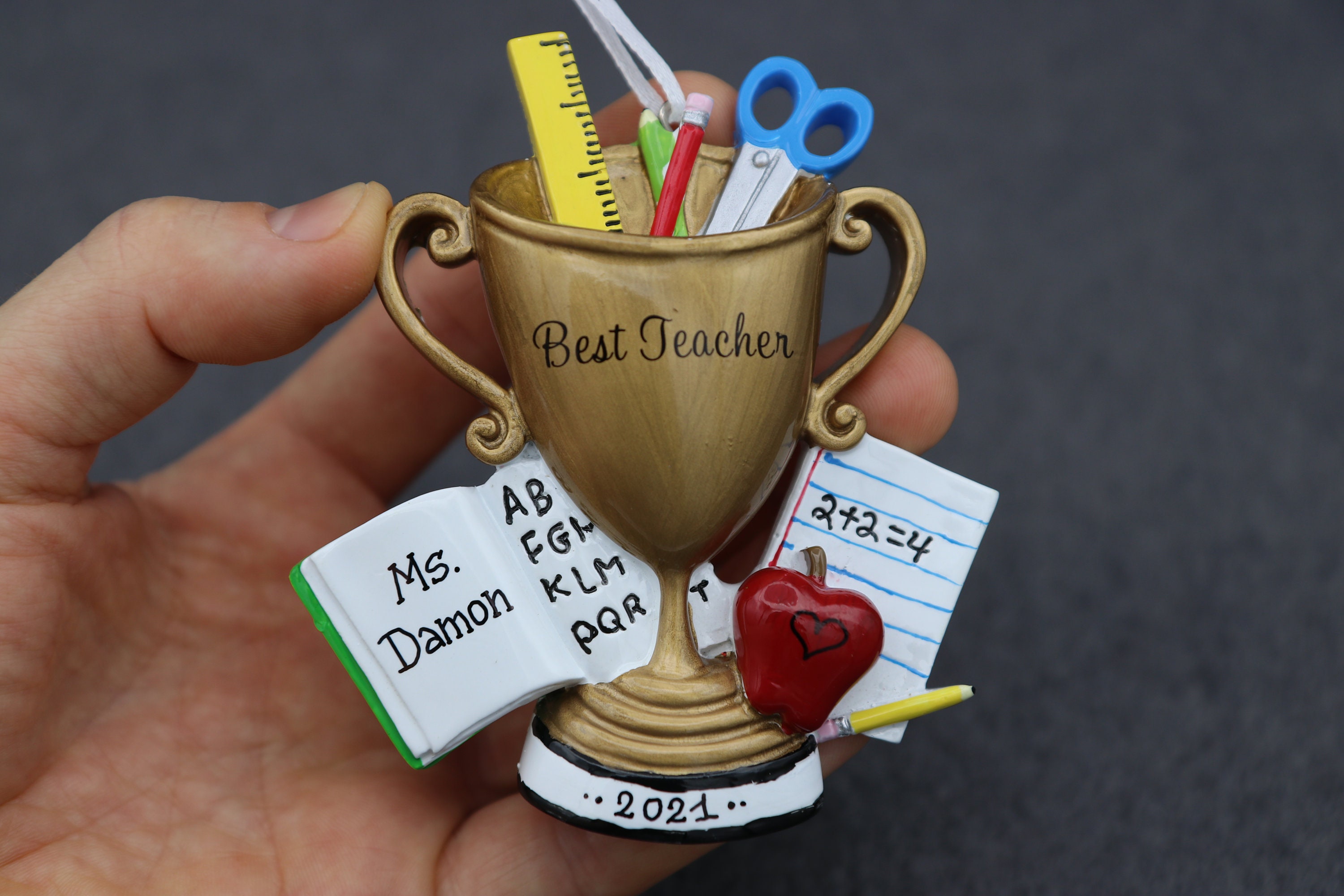 Best Teacher Trophy Personalized Christmas | Etsy