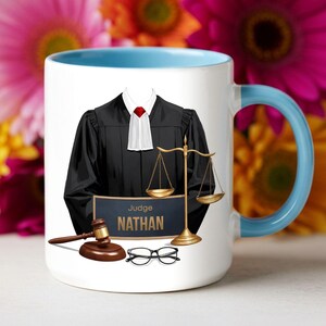 Personalized Judge Mug With Name – Custom Law Office Gift, Scales of ...