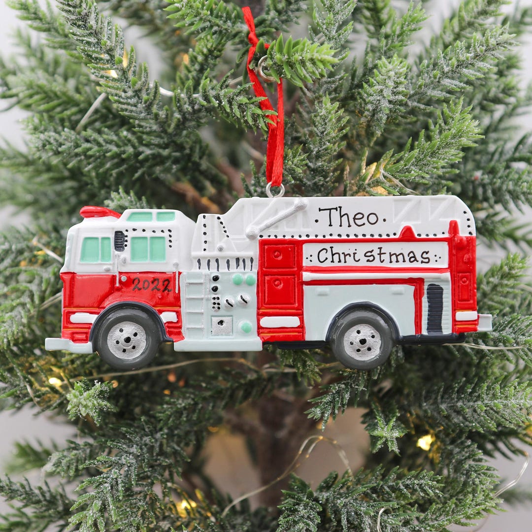Firetruck Personalized Christmas Ornament Gift for Boy, Fireman ...