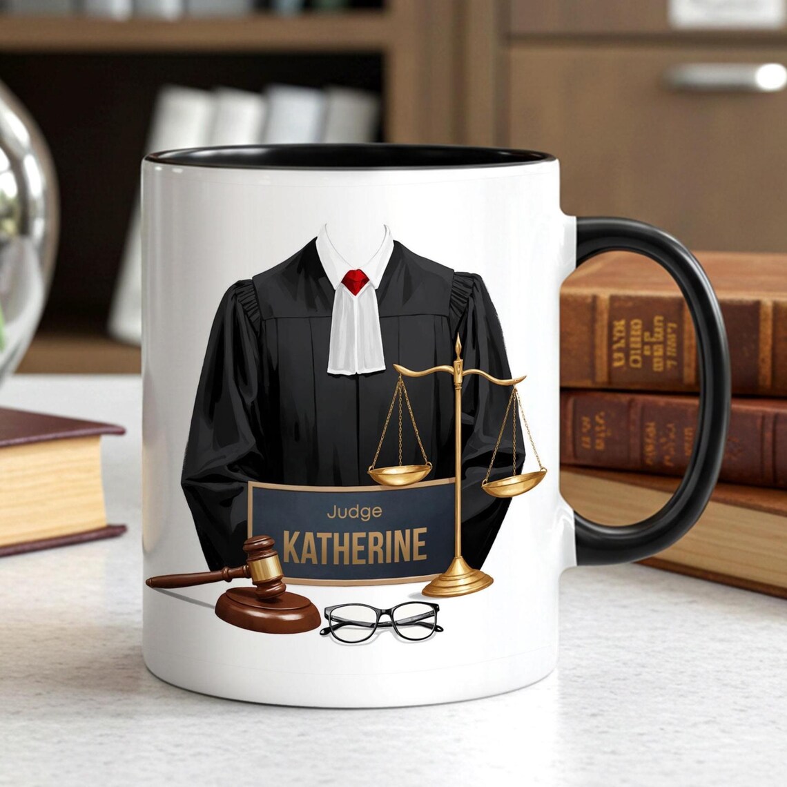 Personalized Judge Mug With Name – Lawyer/attorney Gift, Gavel & Scales ...