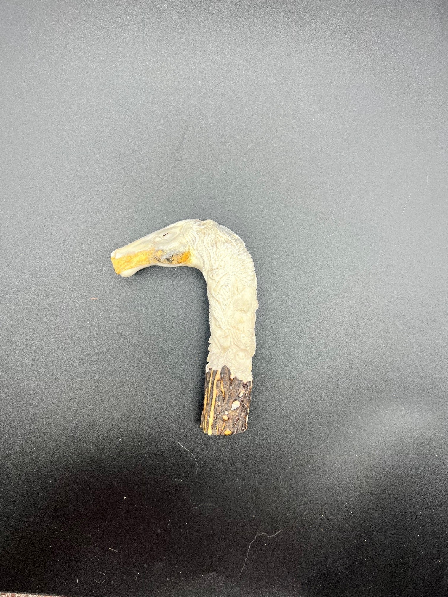 Carved Moose Antler Cane or Walking Stick Top, Knife Handle, Horse ...