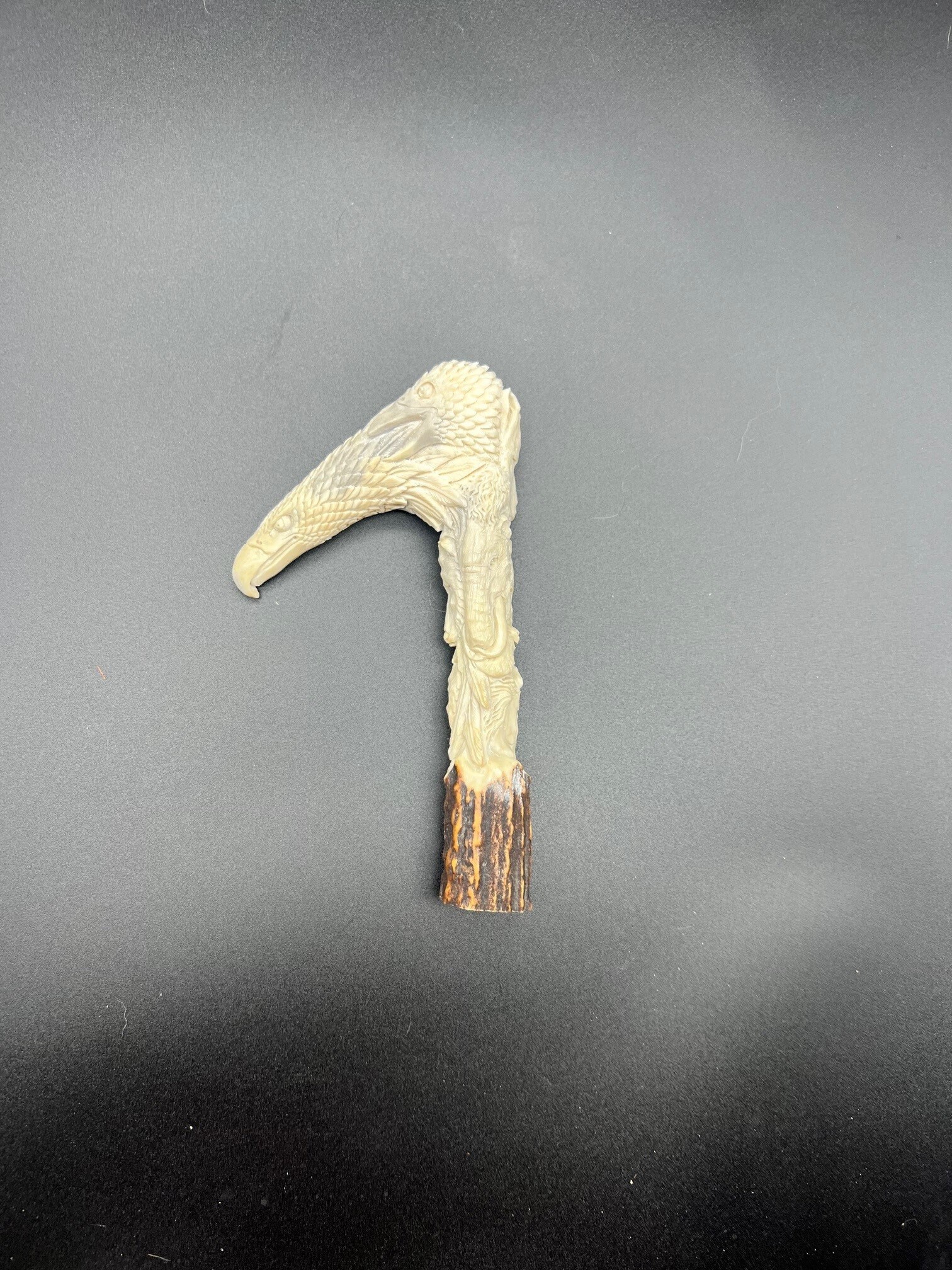 Carved Moose Antler Cane or Walking Stick Top or Knife Handle. Eagle ...